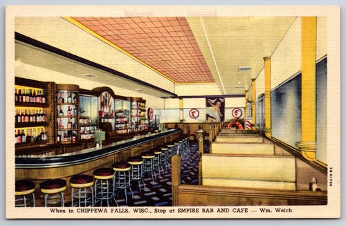 Chippewa Falls Wisconsin~Empire Bar & Cafe Interior~Linen Postcard | eBay