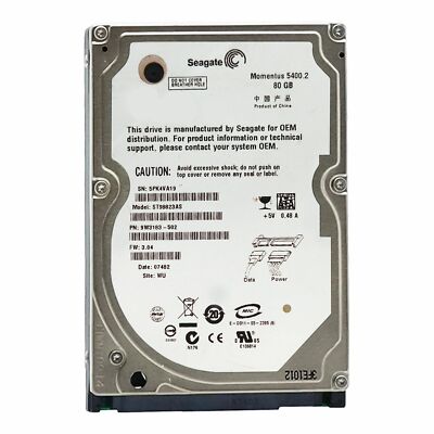 FESTPLATTE SEAGATE ST98823AS 80GB 5400U/min 8MB SATA 2,5'' | eBay