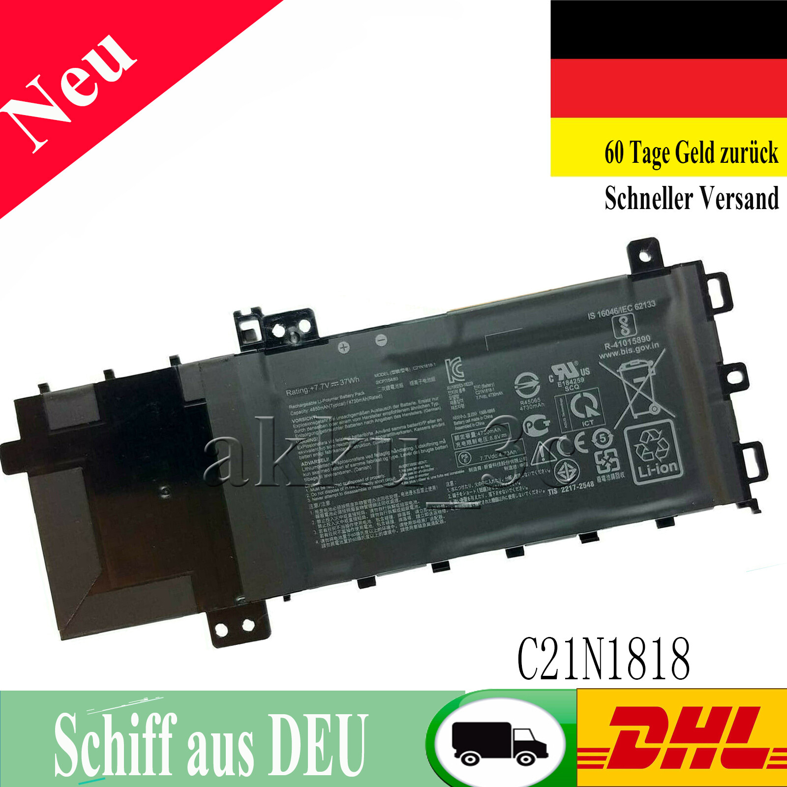 C21N1818-1 Battery Akku 7.6V 4240mAh Für VivoBook X512DA X512F Y5100U ...