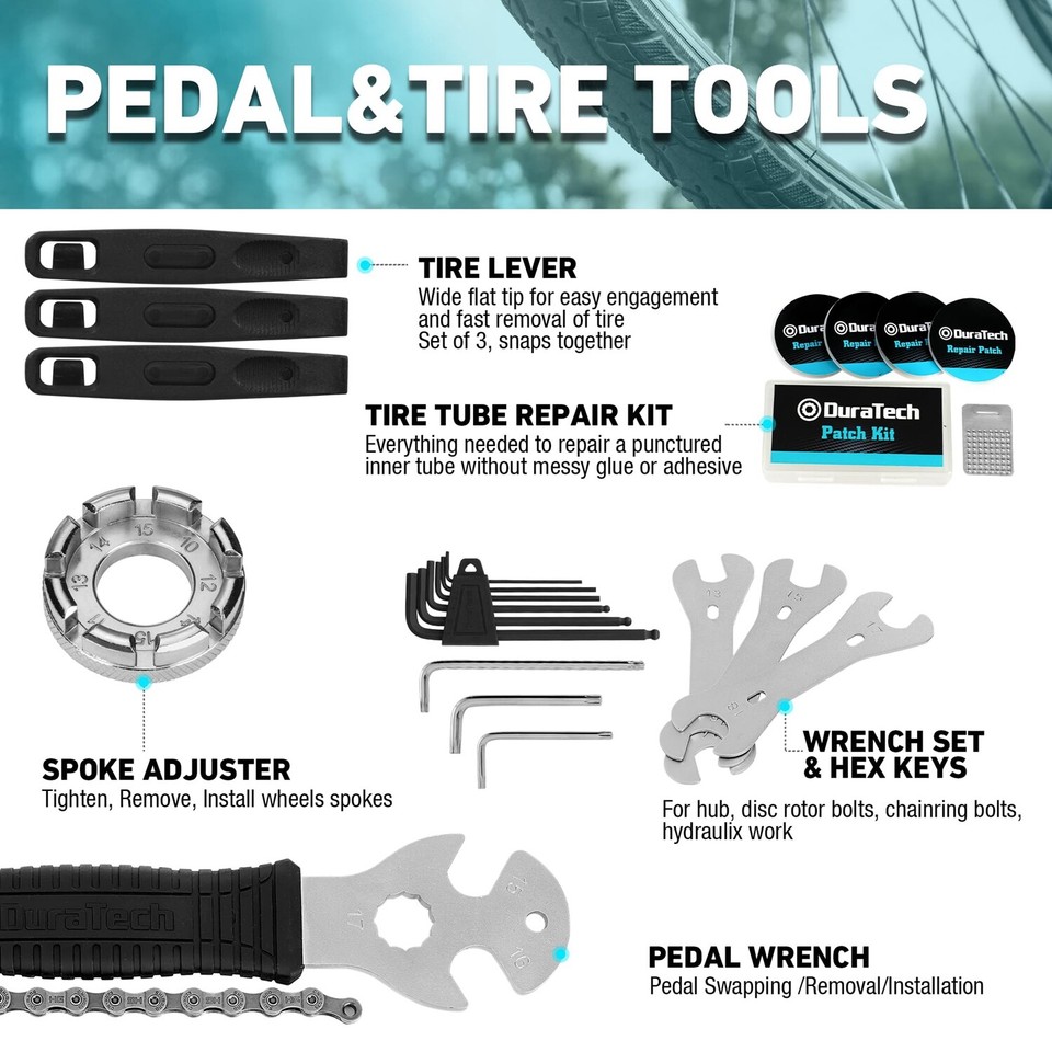 DURATECH 41PCS Bike Tool Kit w/Storage Box Bicycle Tool Kit Bike Repair Tool Kit | eBay