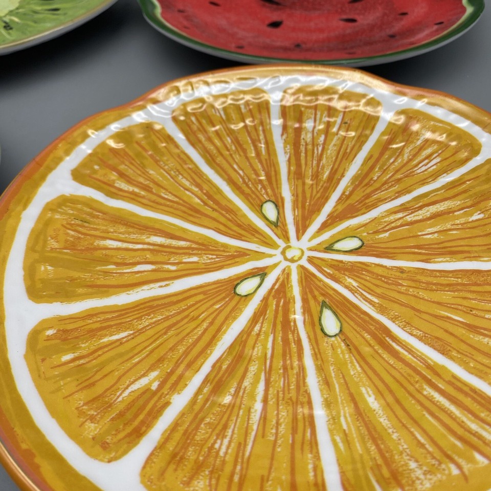 Sakura Evolution 8” Melamine Salad Dessert Plates Set of 4 Fruits ...
