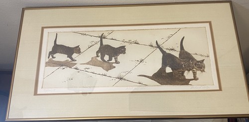 Richard Volpe “EXPLORING II” Intaglio Etching of Kittens signed Artist ...