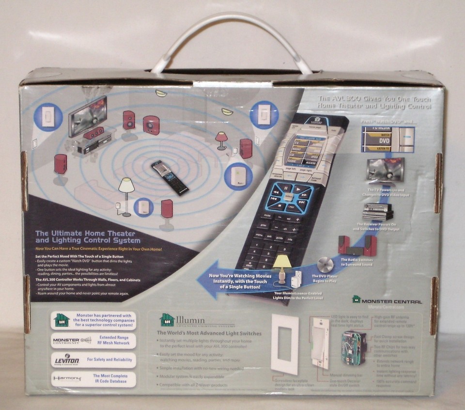 Monster Home Theater & Lighting Control System AVL300 Remote Z-Wave ...