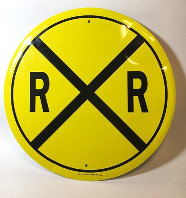 Railroad Crossing RXR 12" Round Aluminum Metal Sign Warning Wall Decor ...