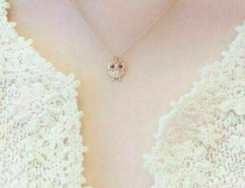 0.50CT Simulated Ruby OWL Charm Adorable Pendant Necklace 14k Yellow ...