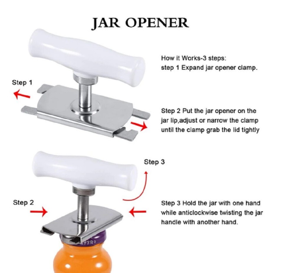 Adjustable Jar Opener Tool Stainless Steel Lid Bottle Cap Remover Grip ...