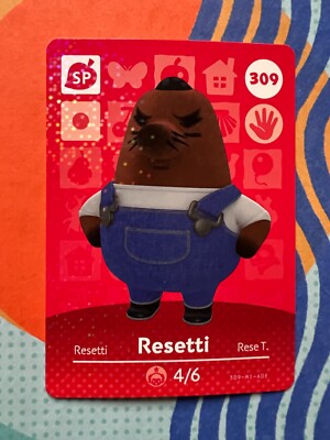 Resetti # 309 amiibo card for Animal Crossing AUTHENTIC UNSCANNED ...