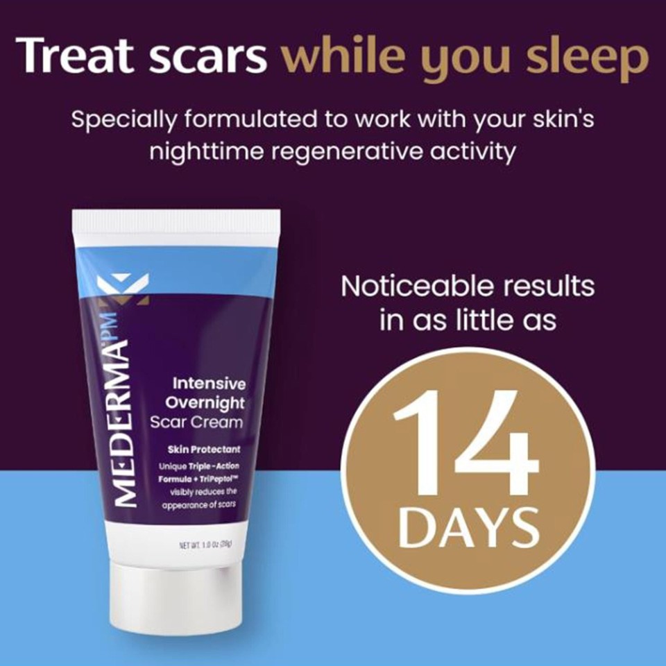 Mederma PM Intensive Overnight Scar Cream, Works with Skin's Nighttime ...