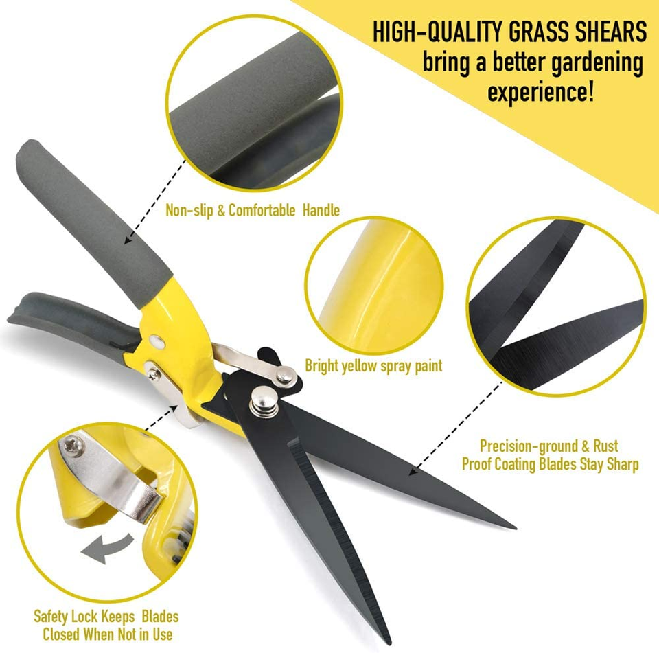 JARDINEER Sharp Grass Shears, Grass Clippers Handheld, Manual Grass ...