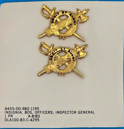 NEW PAIR ARMY OFFICERS INSPECTOR GENERAL COLLAR PINS | eBay