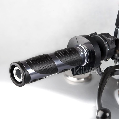Wave hand grips black rubber +dark grey metal 7/8" x1PC +1" x1PC racing ...