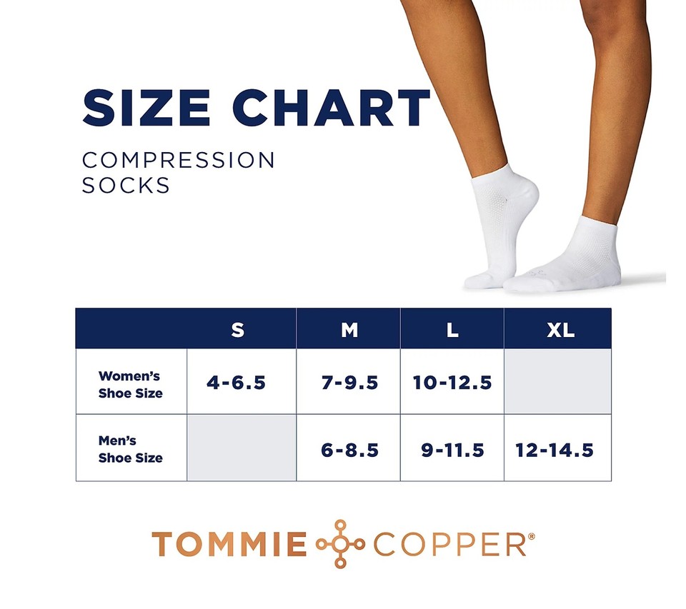 Tommie Copper 6 Pack SnugStay Compression Socks - Basic Medium Ankle | eBay