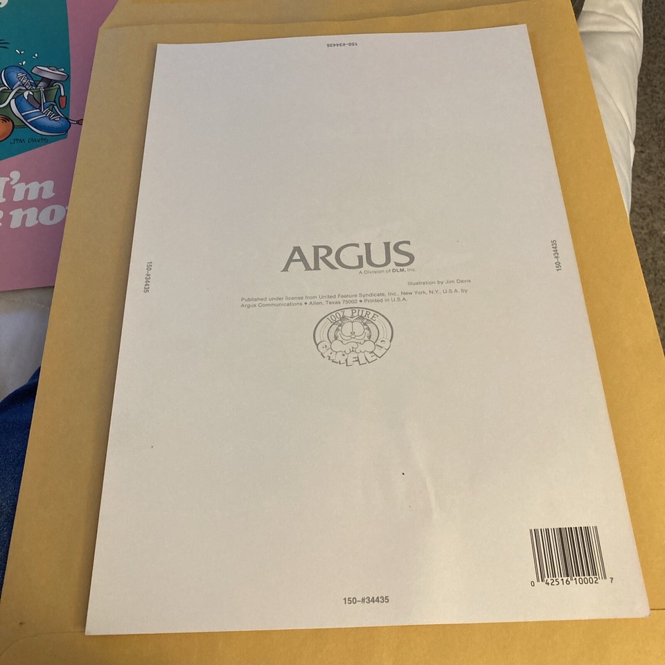 VTG Argus GARFIELD Wall Poster 9x13.5”Heavy Paper “I Used To Exercise ...
