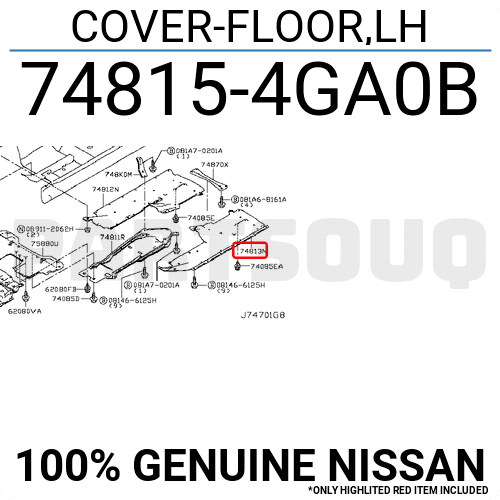 748154GA0B Genuine Nissan COVER-FLOOR,LH 74815-4GA0B | eBay