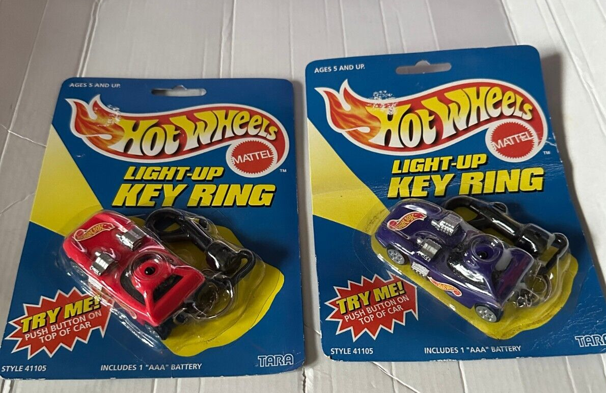 1998 Hot Wheels Light-Up Key Ring Cars ~ Set of 2 Red & Blue Brand New ...