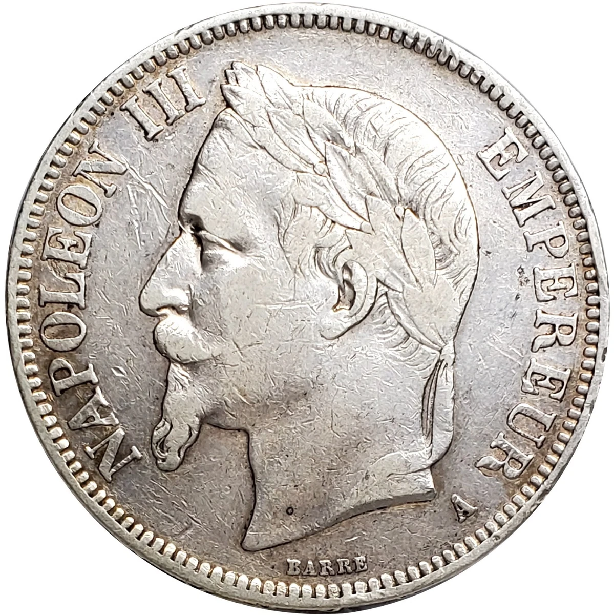 authorized site 1868A 5 FRENCH FRANCS ARGENT (Silver) .900