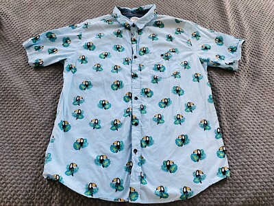 Distortion Mens Shirt Extra Large Button Up Short Sleeve Blue Casual ...