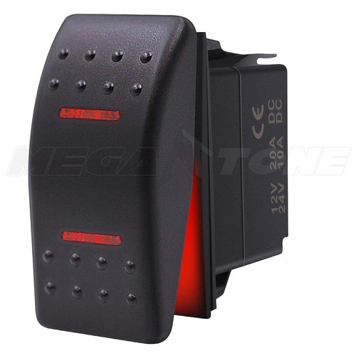 SPDT Waterproof 20A 12/24VDC Red LED Rocker Switch ON-OFF-ON - USA ...