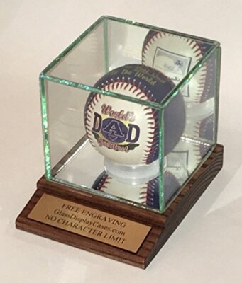 Baseball Personalized Glass Display Case Solid Oak Wood Base | eBay