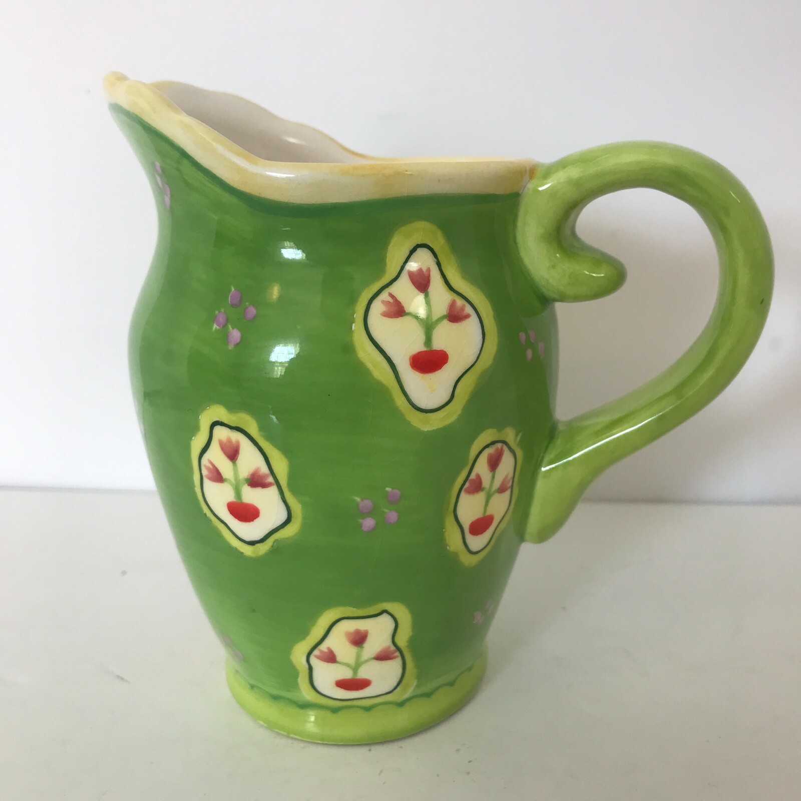 Kimberly Hodges Cupcakes & Cartwheels Green Pitcher Flower Pattern 5-1/ ...