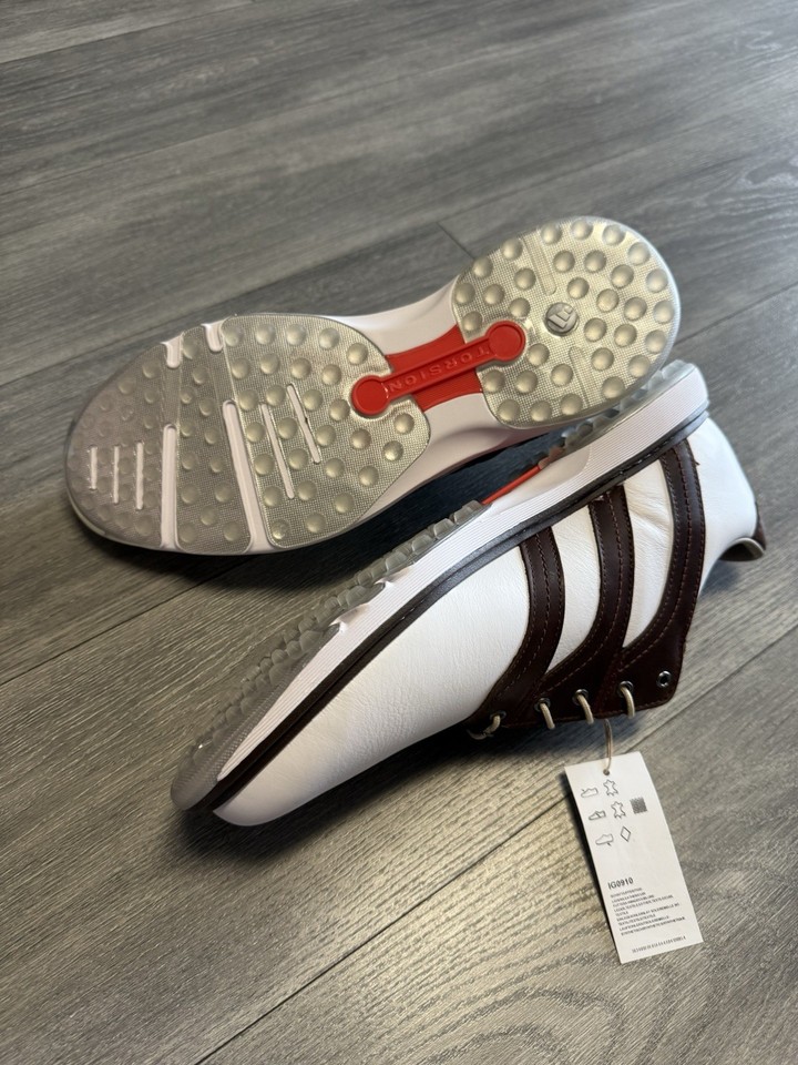 Men's Adidas MC Z-Traxion White Brown Spikeless Golf Shoes IG0910 Size ...