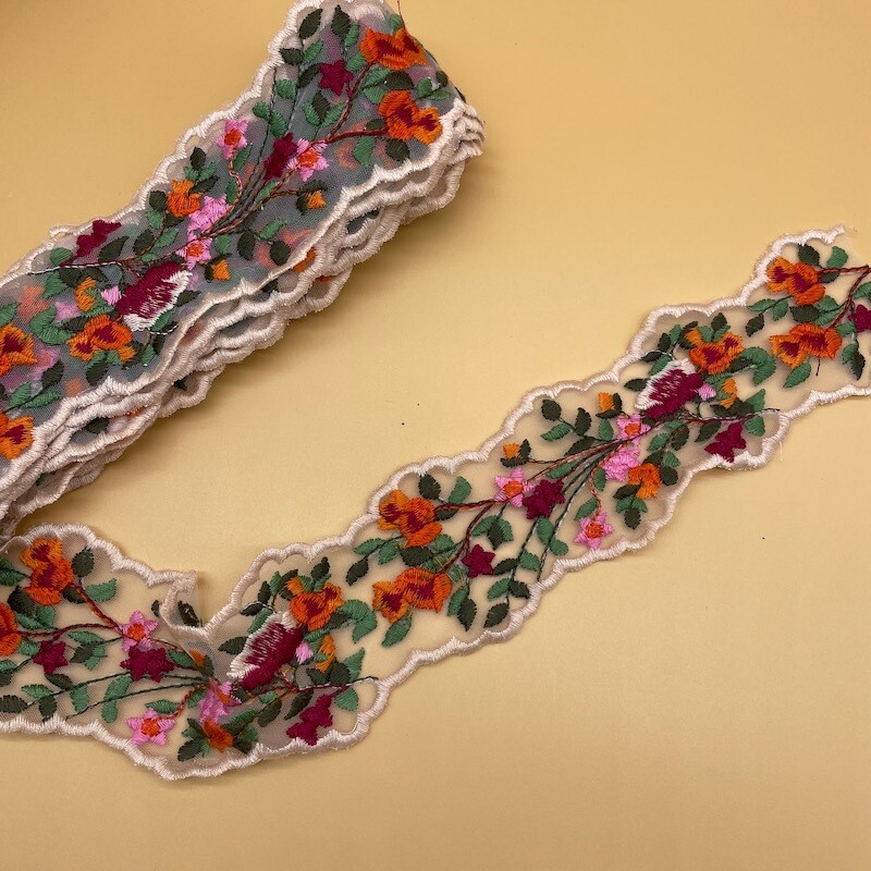 10 Yards Mesh Edging Tape Lace Bias Ribbon Embroidered Floral Sewing ...