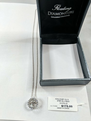 Sterling Silver White CZ Floating Circle Pendant Necklace | eBay