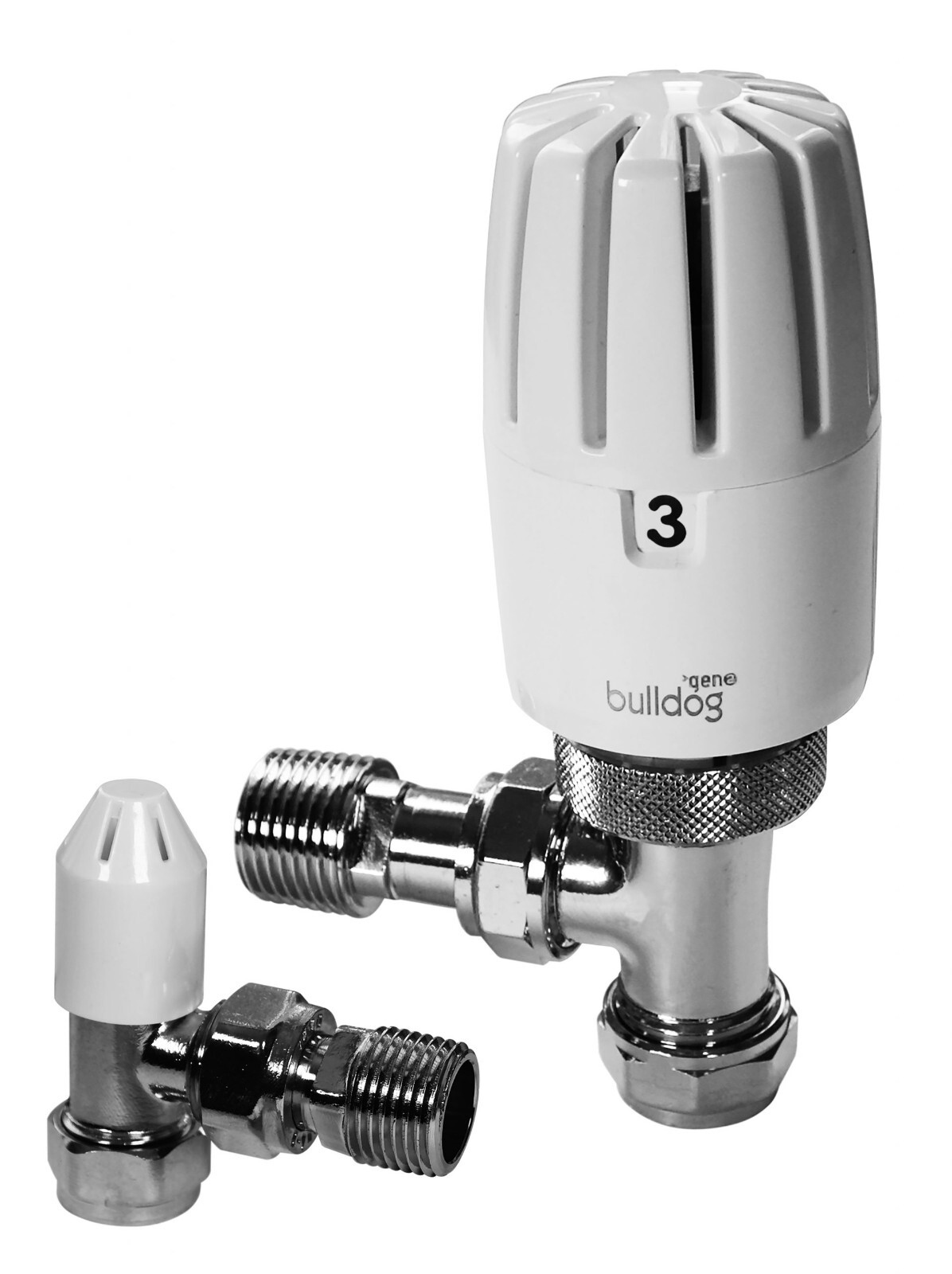 Thermostatic TRV Radiator Valves 1/2" x 15mm Angled Pair Bulldog Gen2 ...