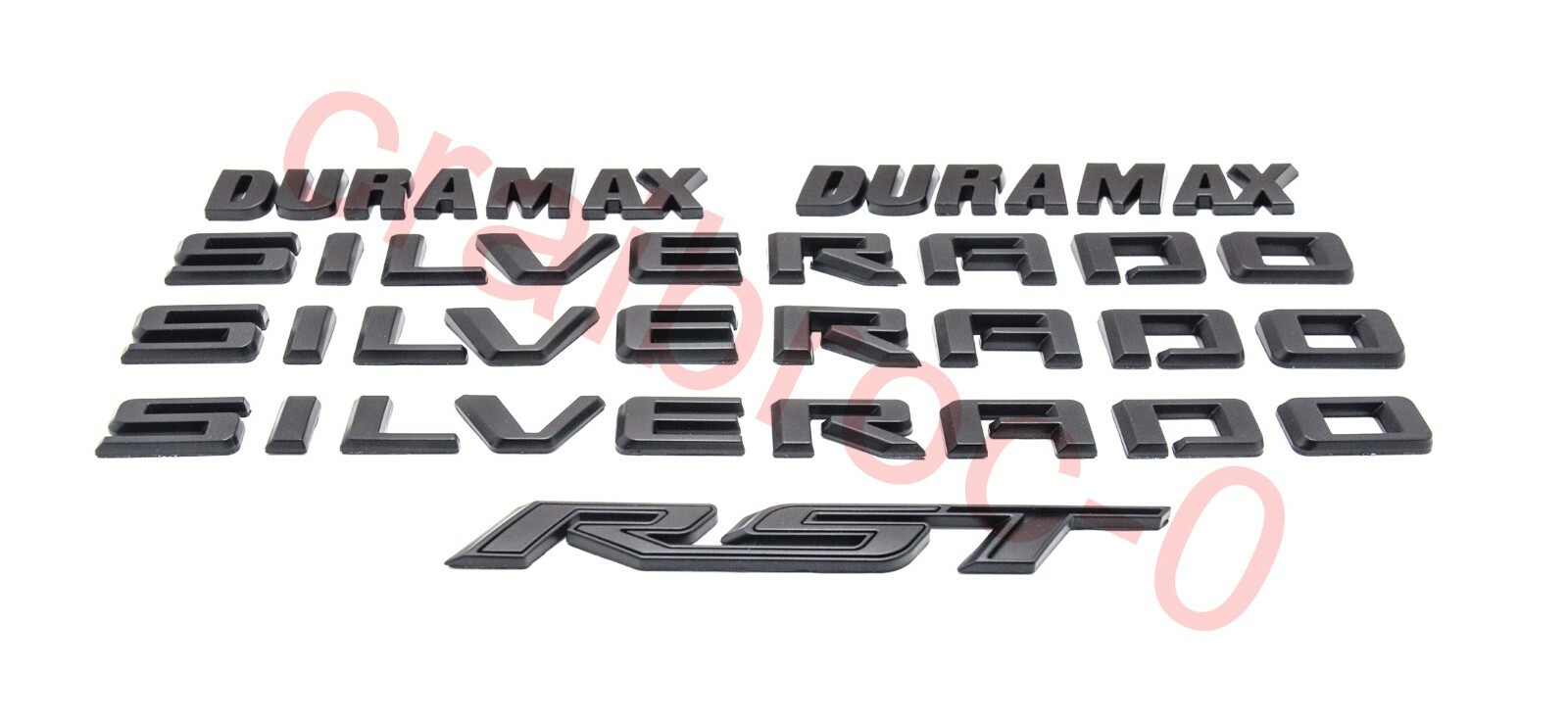 Matte Black 2019-2025 Chevrolet Silverado RST Duramax Emblem Badge Kits ...