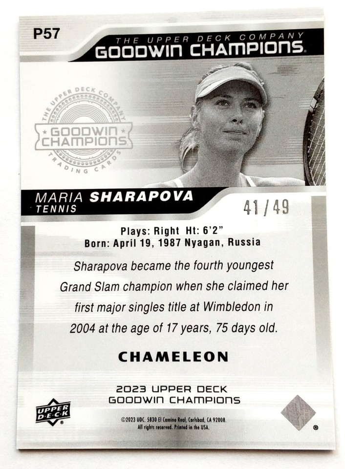 2023 Upper Deck Goodwin Champions Maria Sharapova Chameleon 41 /49 #P57 ...