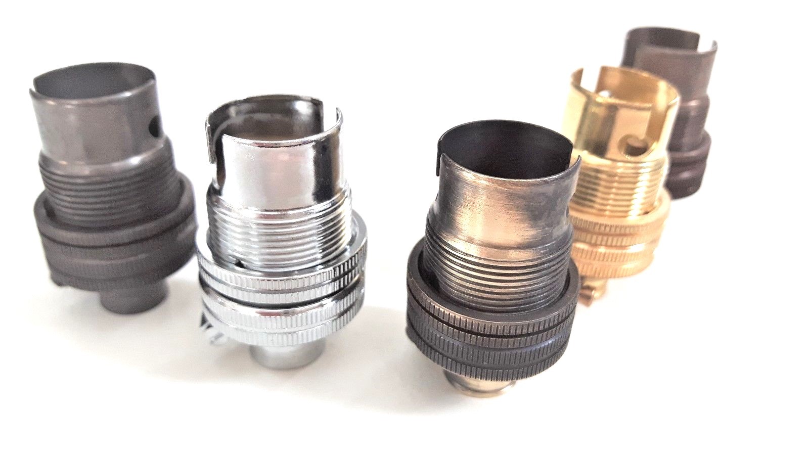 Small bayonet lamp holder B15 with threaded skirt in 5 finishes M10 ...