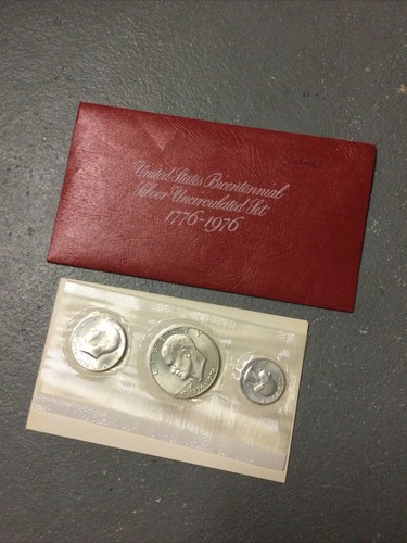 1776-1976 US Mint Bicentennial Silver 3 Coin Uncirculated Set in Red ...