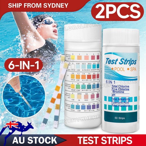 6in1 Swimming Pool Test Kit Chlorine Dip Test Strips Tub SPA PH VH ...