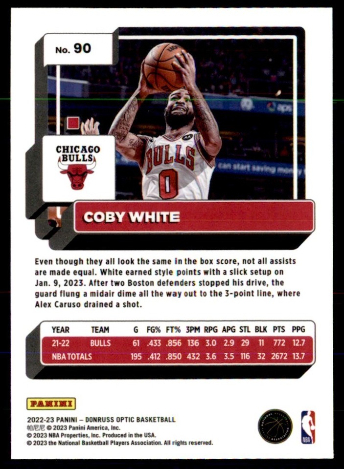 2022-23 Panini Donruss Optic Basketball Base Card #90 Coby White | eBay