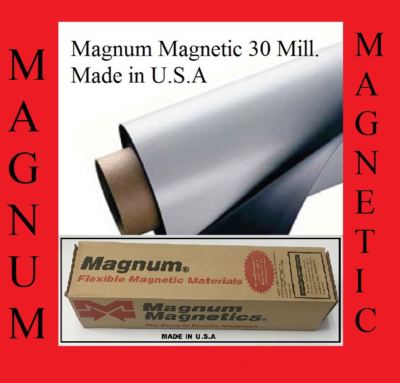 1 ROLLS 12" width x 5 FEET 30 Mil. Magnetic Sign Sheet Cars Magnum usa ...