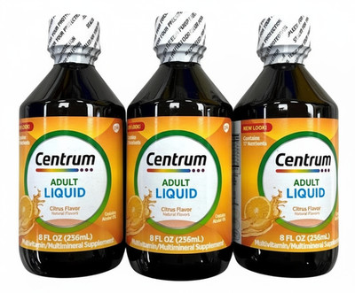 3 Pack Centrum LIQUID Vitamin Citrus Flavor 8 Oz (256ml) Each fast ...