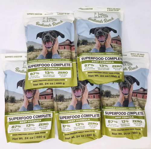 BADLANDS RANCH Superfood Complete Beef Adult Dog Food Air Dried 24oz Ea ...