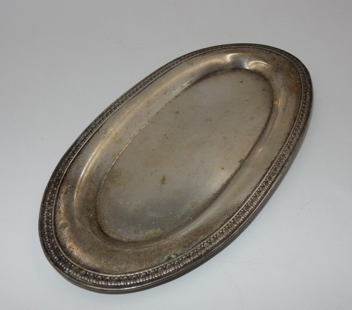 ANTIQUE HOMAN PLATE on NICKEL SILVER 10-7/8" OVAL SHAPED PLATTER *0675 ...