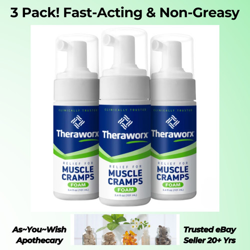Theraworx Cramp Relief 3-Pack Foam 3.4oz Each Exp 2/28 Muscle Leg Foot ...