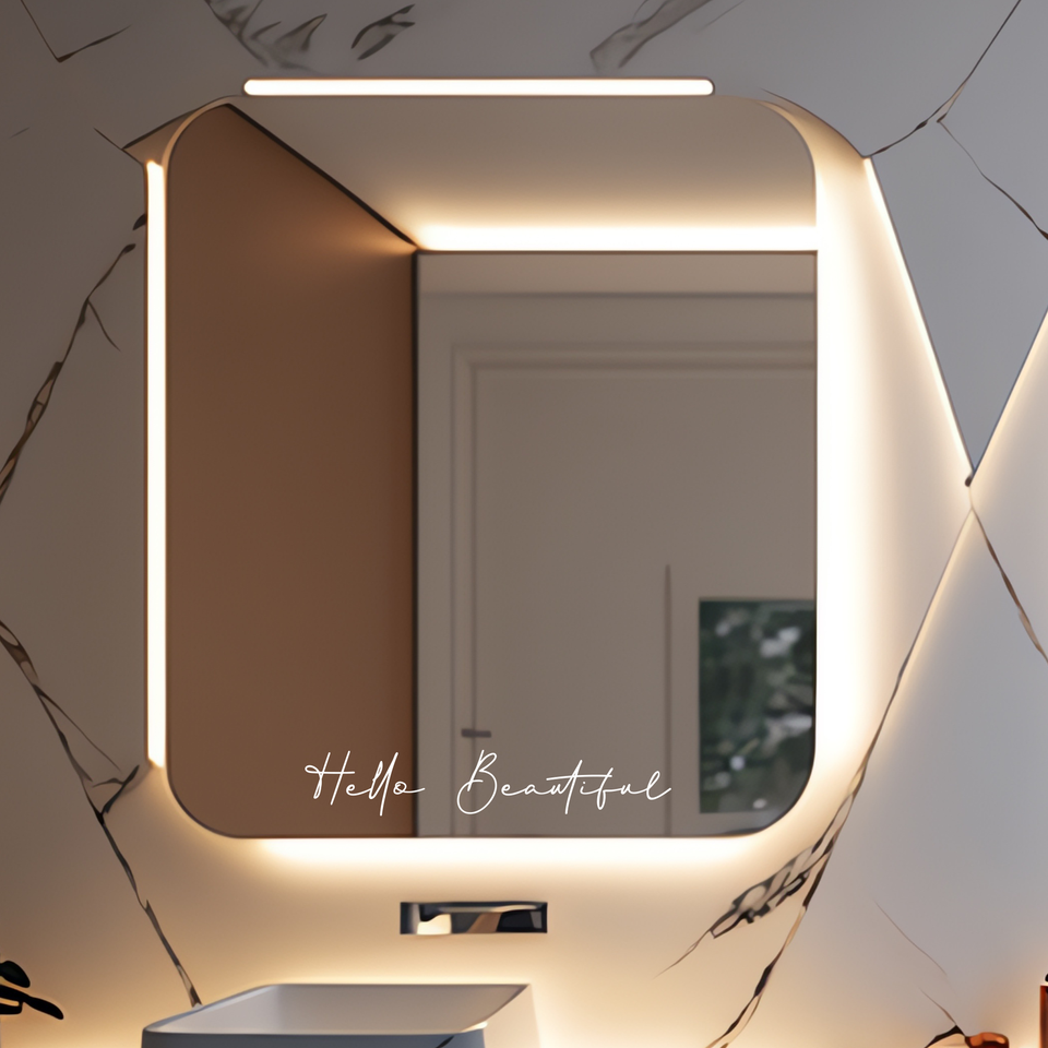Hello Beautiful Mirror Sticker Positive Bathroom Mirror Quotes Bedroom ...