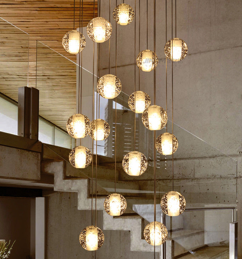 Modern G4 LED Bubble Crystal ball Ceiling Light Villa Lobby Stair ...