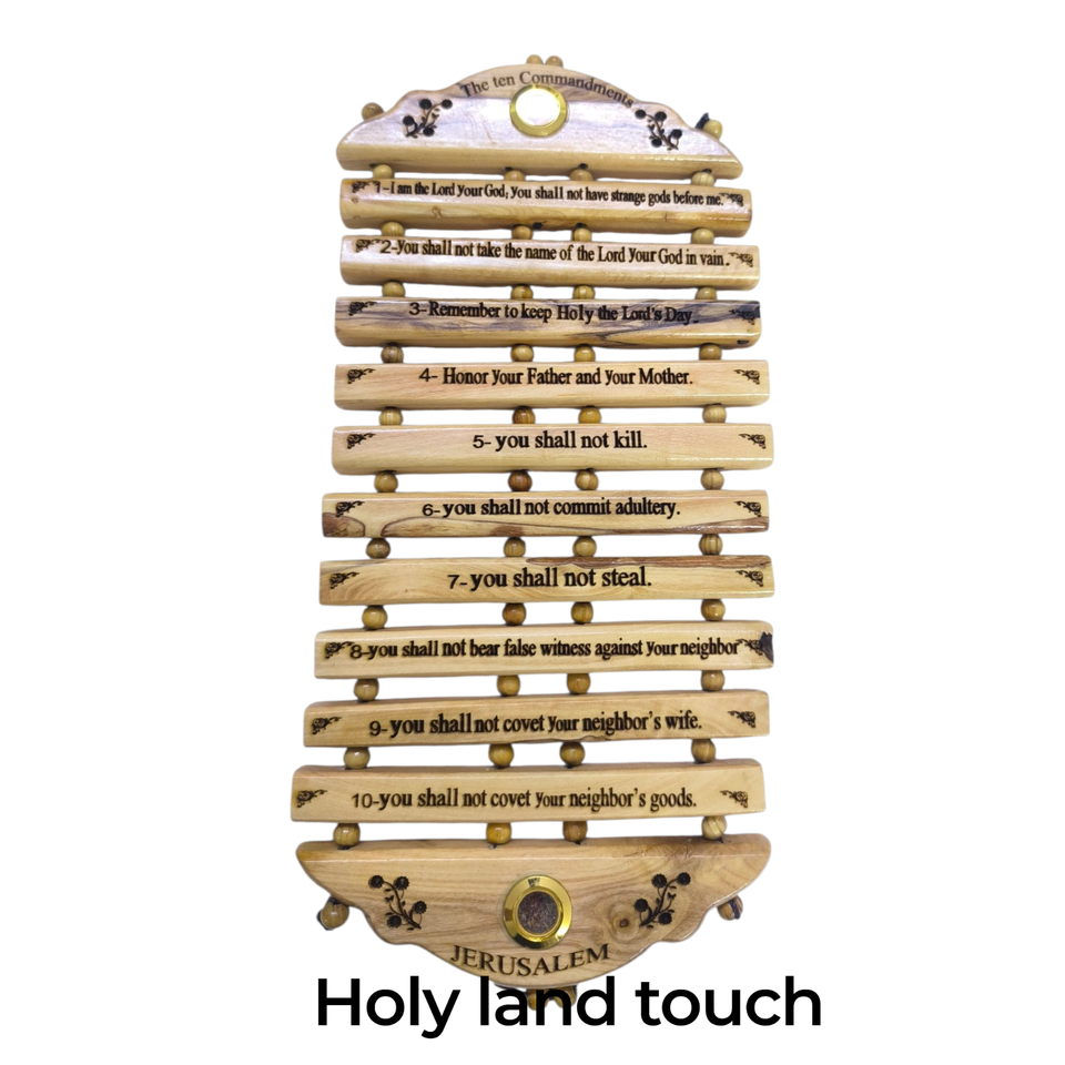 Olive Wood Ten Commandments Carved Wall Decor Holy Land Craft Jerusalem ...