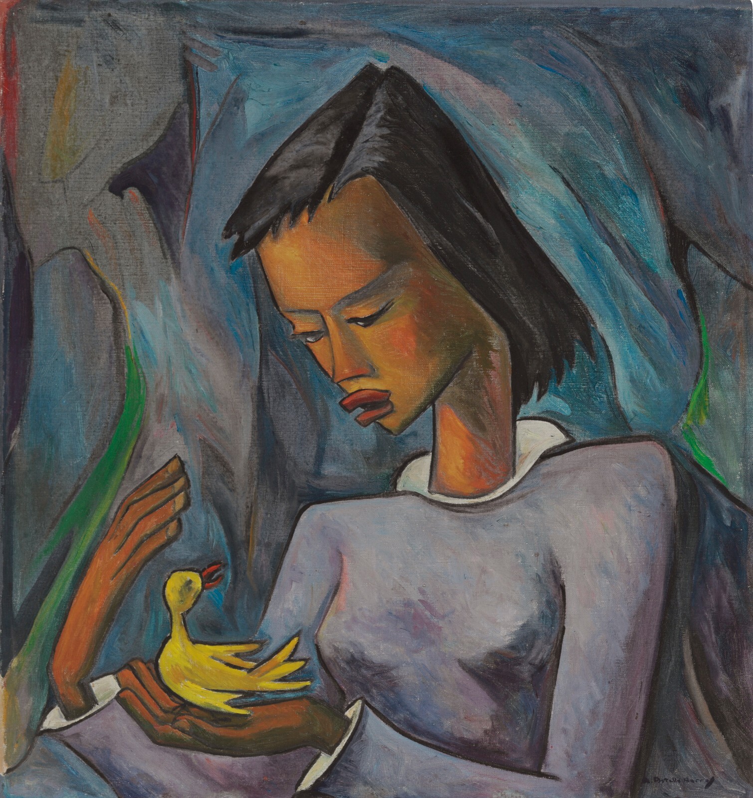 ANGEL BOTELLO Art Poster or Rolled Canvas Print "MUJER CON PAJARO" | eBay