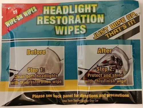 HEADLIGHT LENS CLEANER and RESTORATION WIPES Wipe Away Haze in Minutes ...