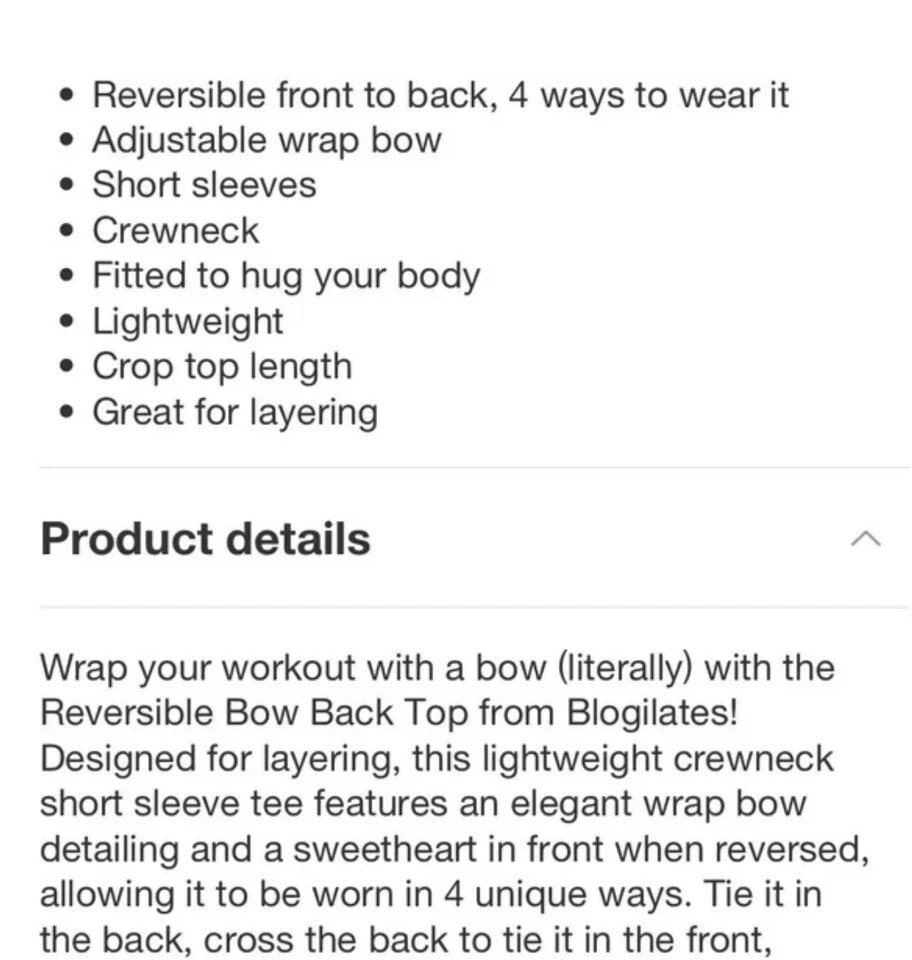 Blogilates Women's Reversible Bow Back Short Sleeve Top - Teal Blue ...