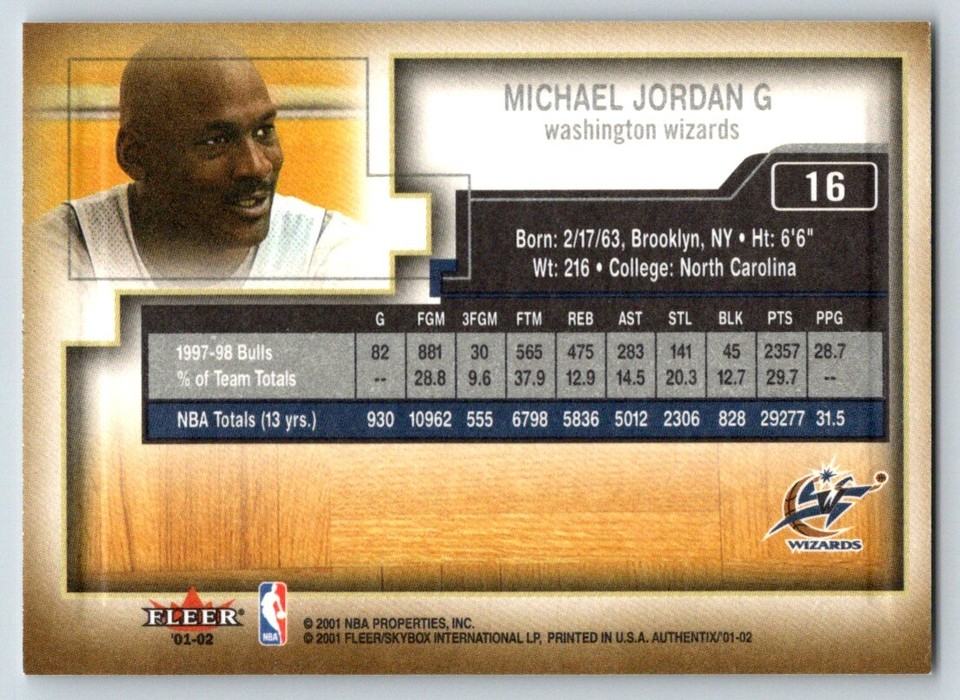 Michael Jordan 2001-02 Fleer Authentix #16 | eBay