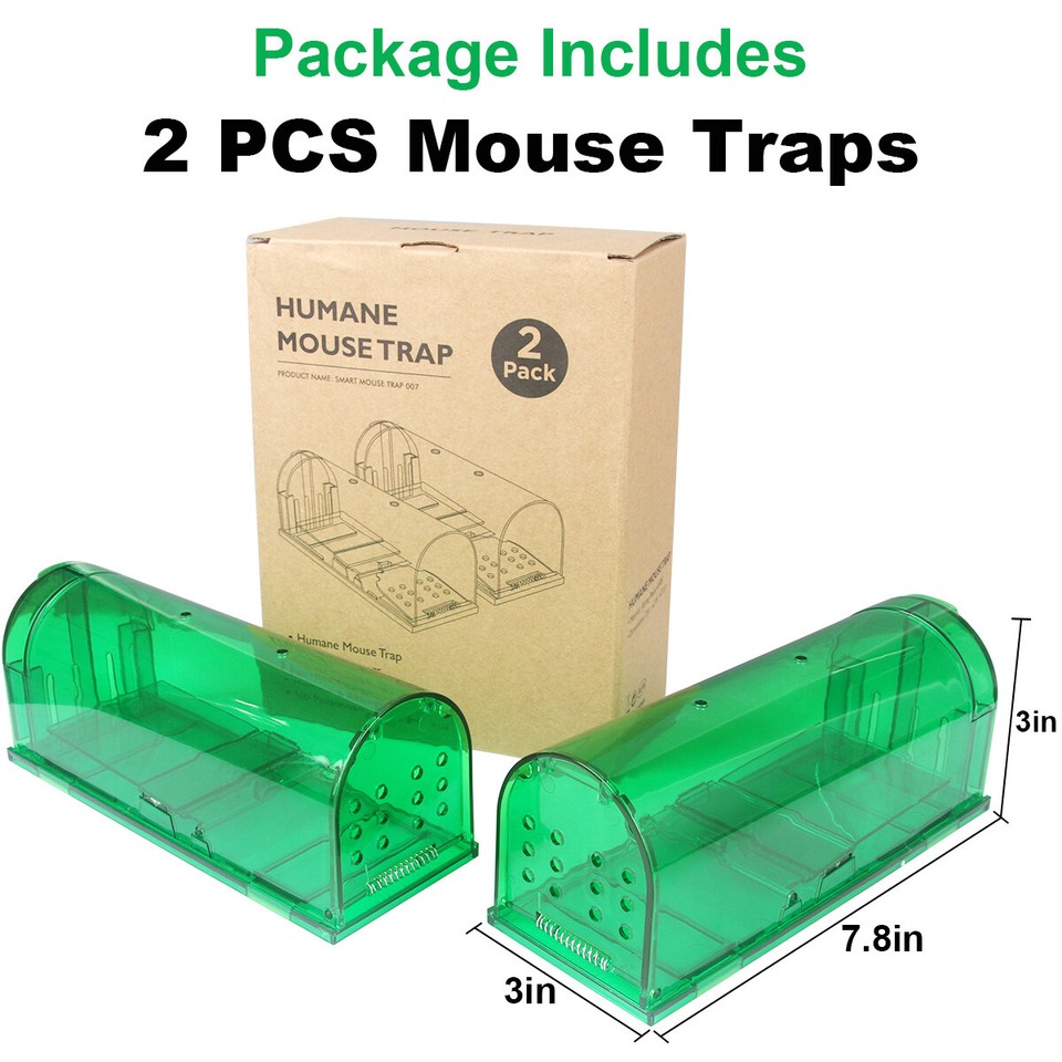 2 Pack Humane Mouse Traps Live Catch and Release Reusable Rat Traps ...