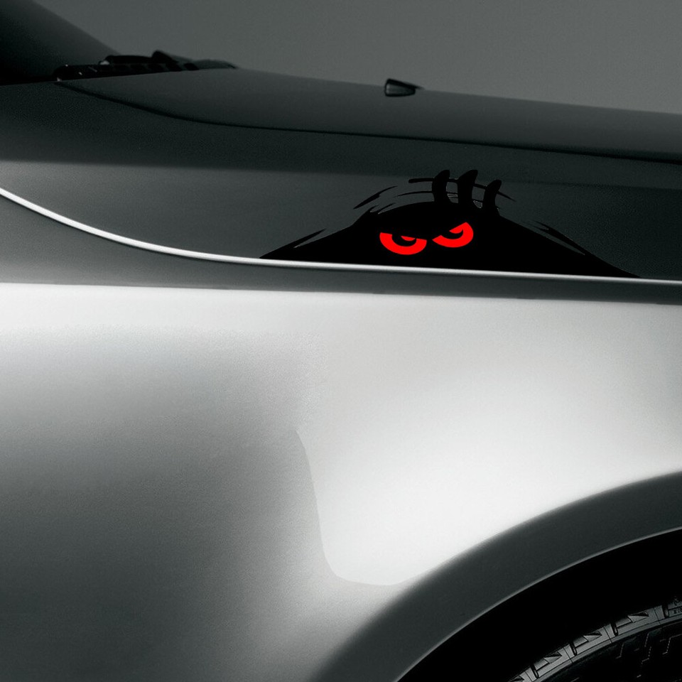 1x Red Eyes Monster Peeper Scary Door Window Car Sticker Vinyl Decal ...