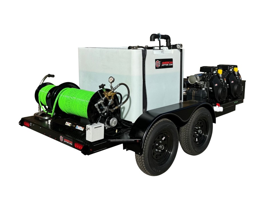 American Jetter 51T Trailer Sewer Drain Cleaner 76 HP EFI 18 GPM 4000 ...