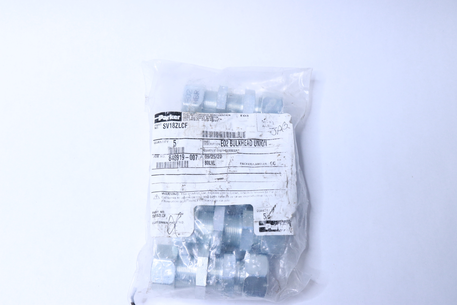 %285-Pk%29+Parker+Bulkhead+Union+EO2+Straight+24+Deg.+Flareless+Steel ...